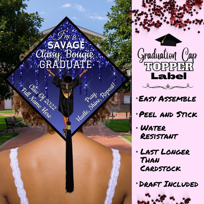 Graduation Cap Topper Label/ Classy Bougie Graduate - Etsy