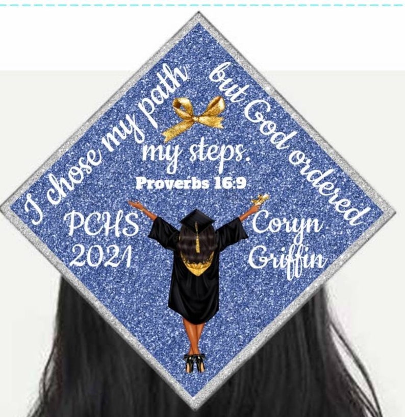 Graduation Cap Topper Label/ Navy Blue/ Proverbs - Etsy