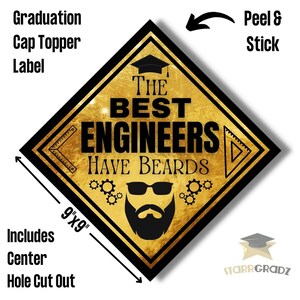 Graduation Cap Topper Label/ the Best Engineers Have Beards - Etsy