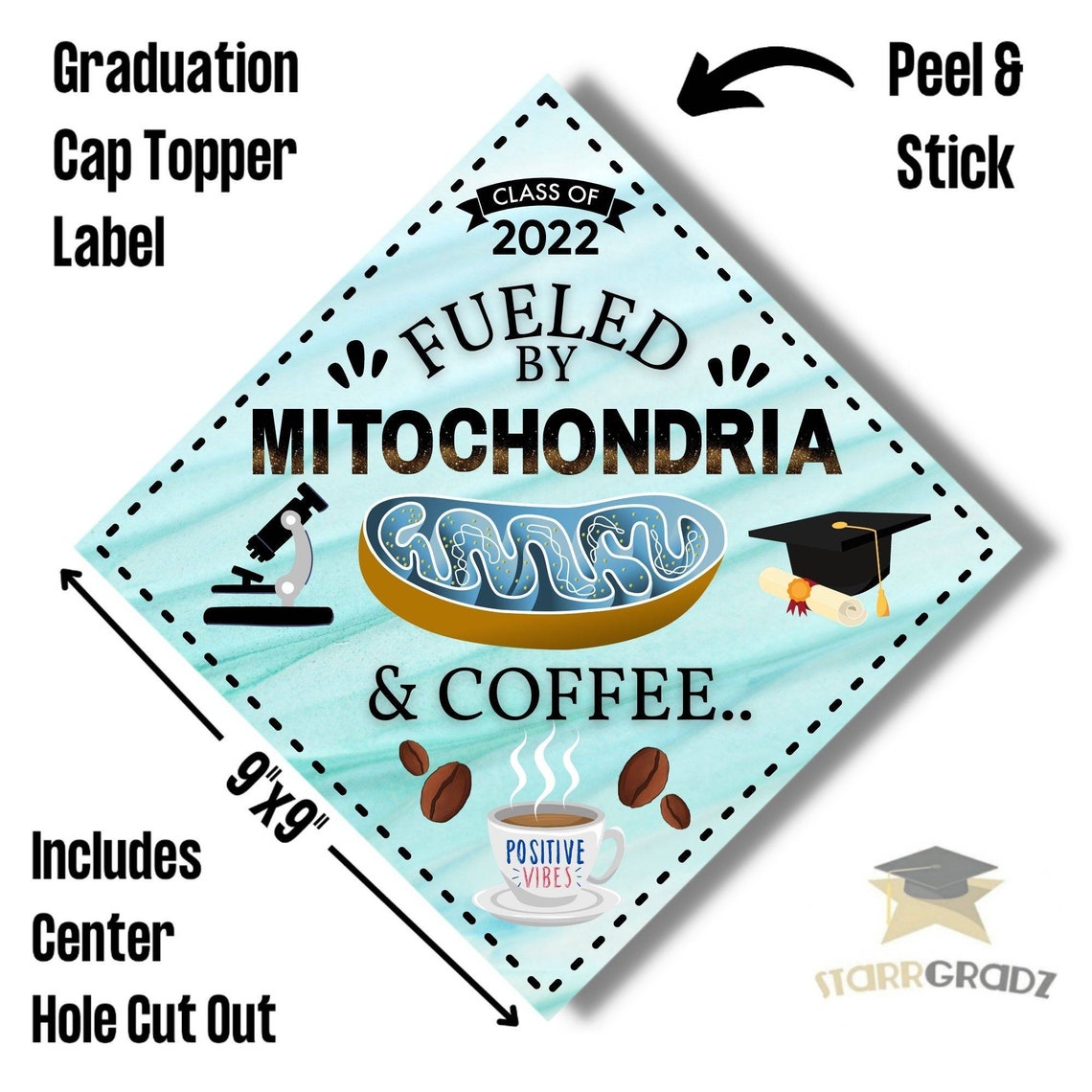 Graduation Cap Topper Label/ Fuel by Mitochondria - Etsy