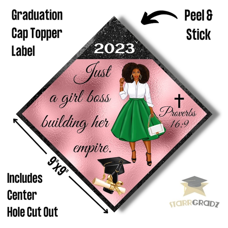 Graduation Cap Topper Label/ Girl Boss/ Empire/ Afro/ Sorority - Etsy