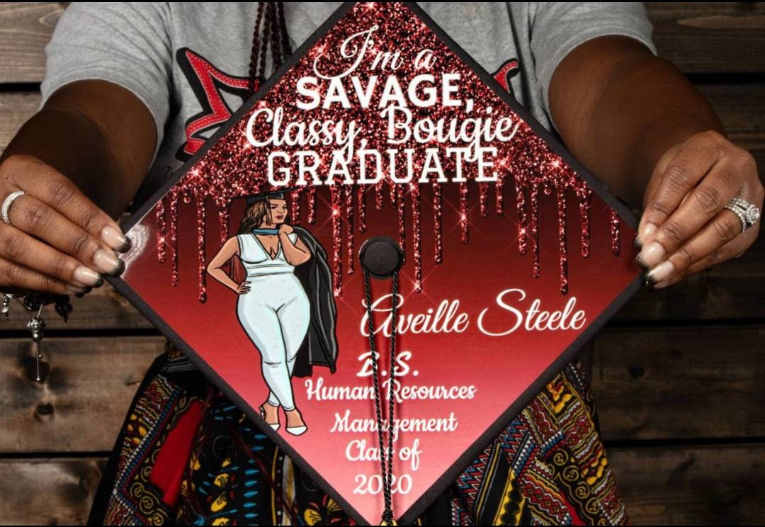 Graduation Cap Topper/classy Graduate/ Red Glitter/ Black Girl Magic - Etsy