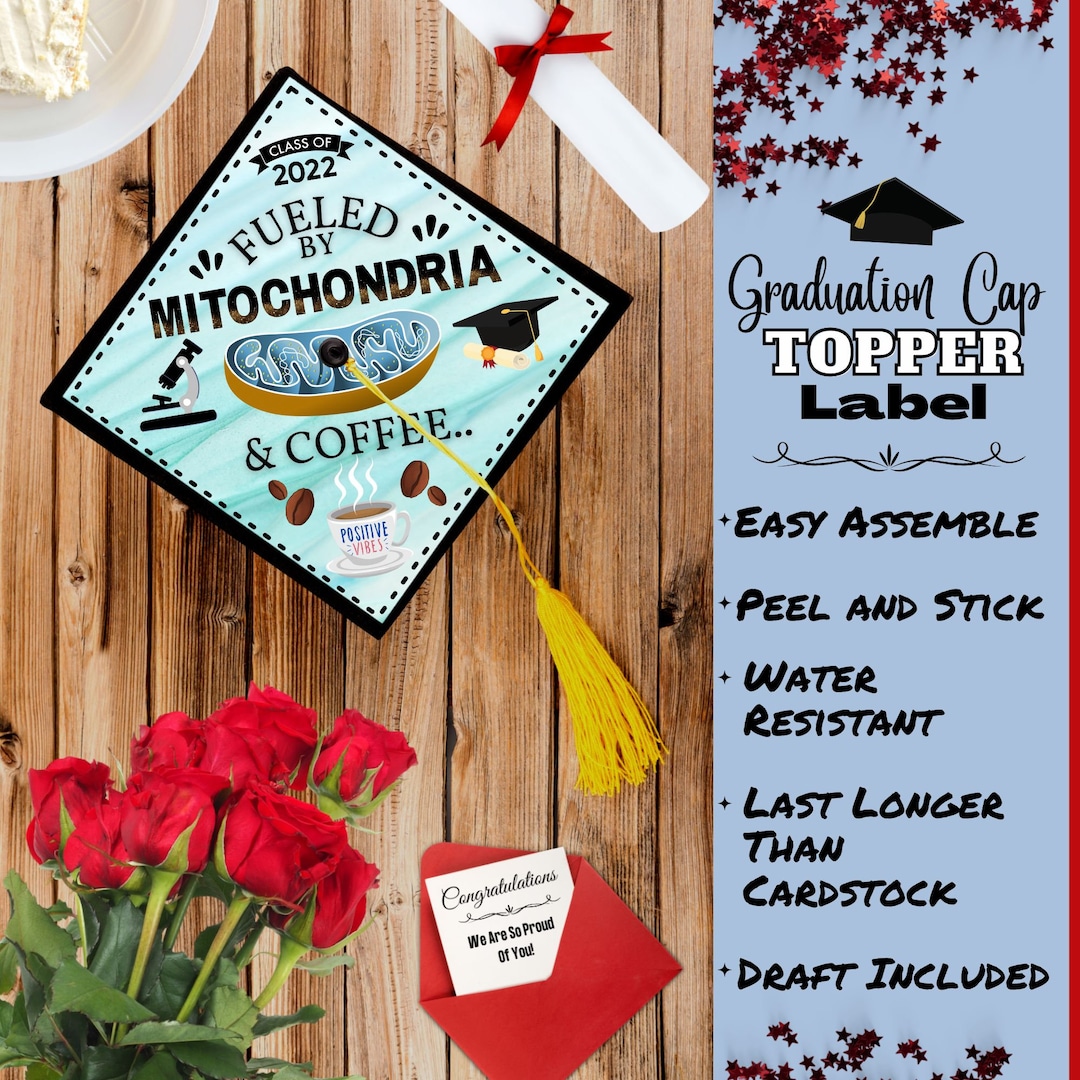 Graduation Cap Topper Label/ Fuel by Mitochondria - Etsy