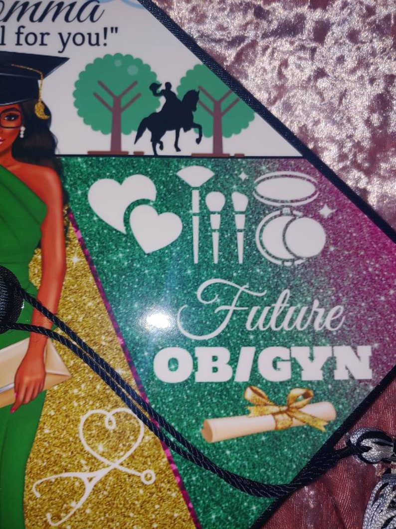 Graduation Cap Topper/ Future Obgyn/ Pink and Green - Etsy