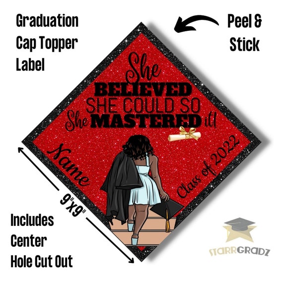 Graduation Cap Topper/she Believed She Could/ Mastered/grad - Etsy