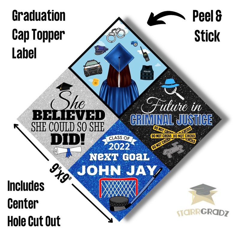 Graduation Cap Topper Label/criminal Justice Major/ Police - Etsy