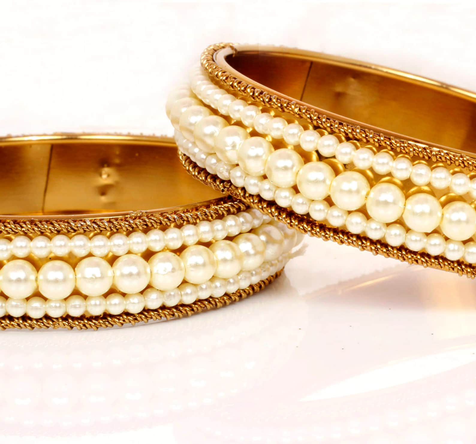 Indian pearl Bangles Antique Golden Bangles Pearl Bridal | Etsy