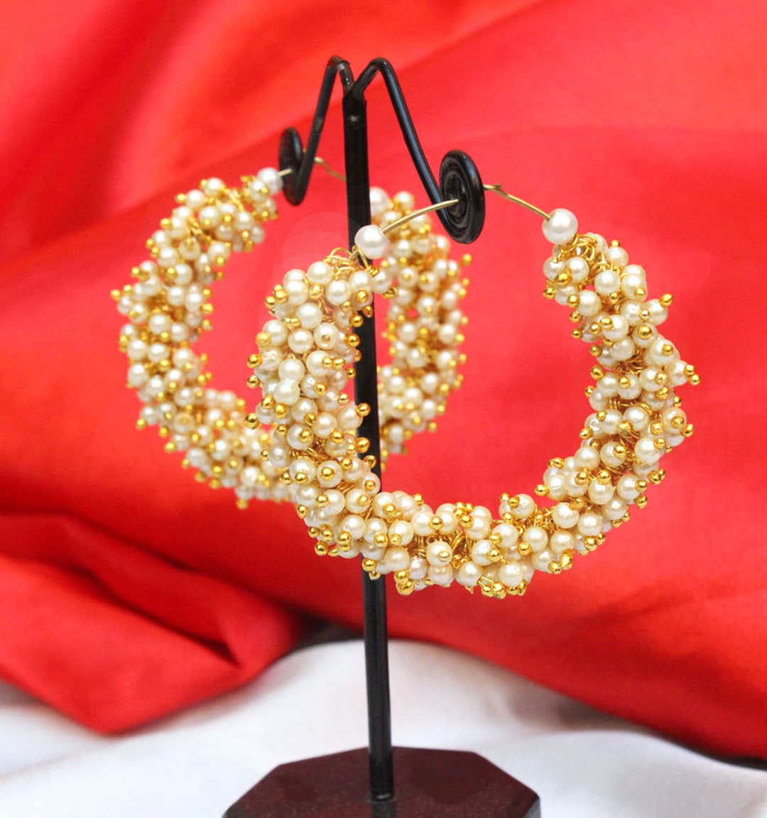 Ethnic Bali Earring Gold Earring Pearl Traditional Hoop - Etsy