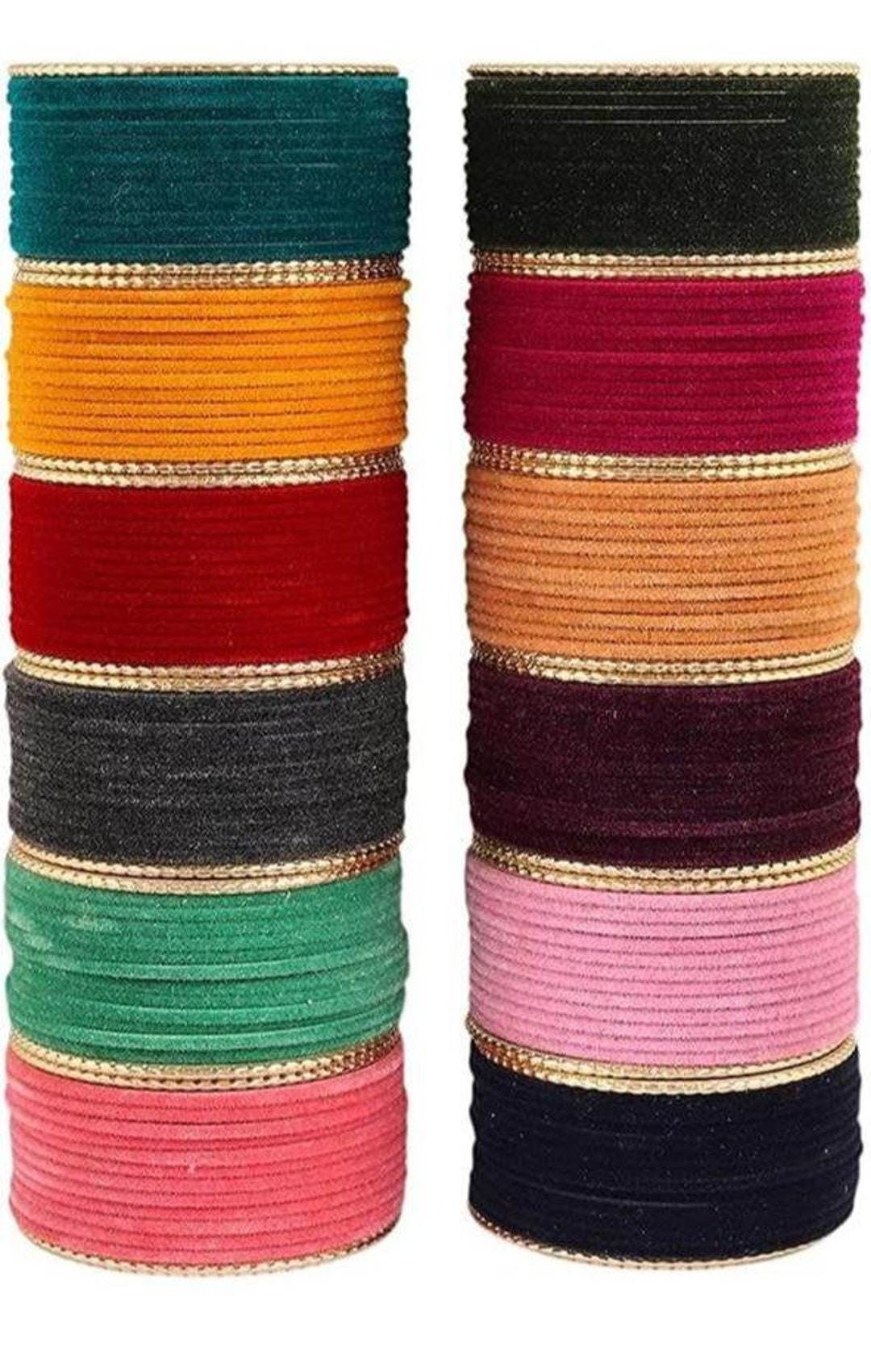 Full Set of Mix and Matching Velvet Bangles 12 Colors 158 Pc Indian ...