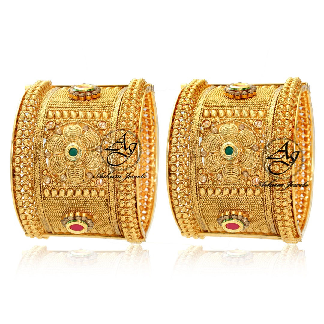 Traditional Indian Bollywood Polki Gold Plated Flower Design - Etsy