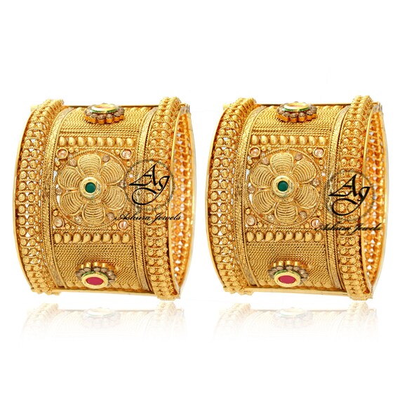 Traditional Indian Bollywood Polki Gold Plated Flower Design | Etsy