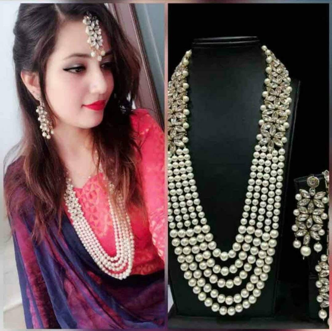Indian Pearl & Crystal Rani Haar, Long Haar, Indian Necklace, Indian ...