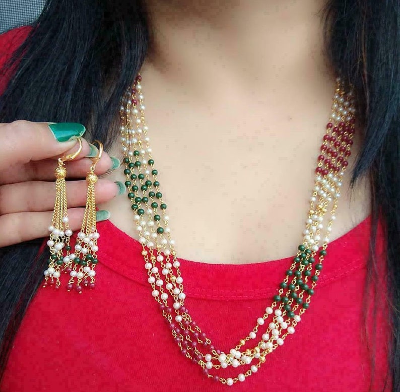 Indian Pearl & Multi Strand Rani Haar Long Haar Indian - Etsy