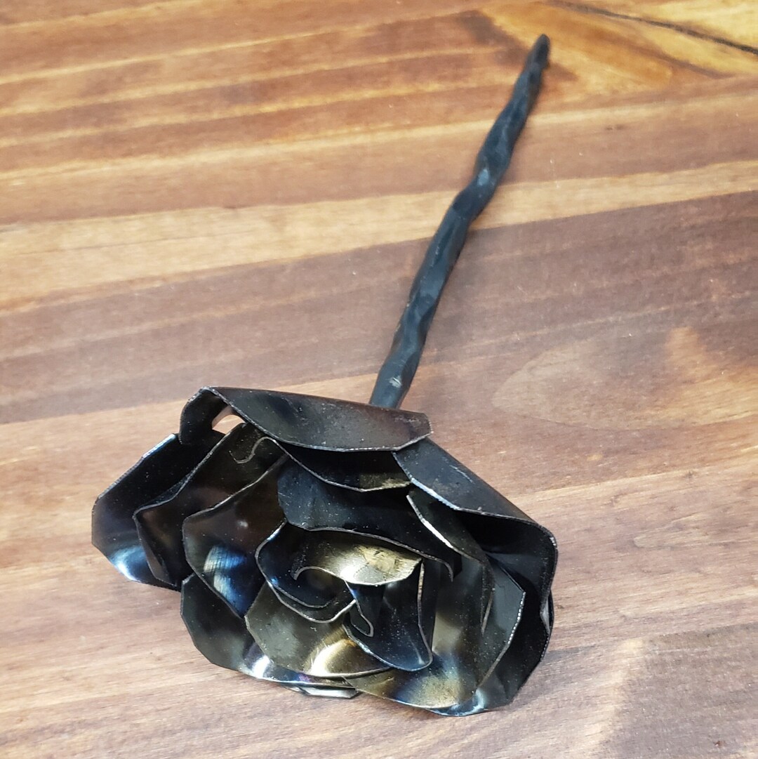 5" Steel Rose *metal Flower *home Decor *forged Flower * Forged Rose - Etsy