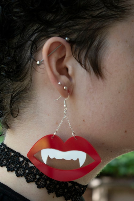 Vampire Fang Earrings Handmade Laser Cut Acrylic Jewelry | Etsy
