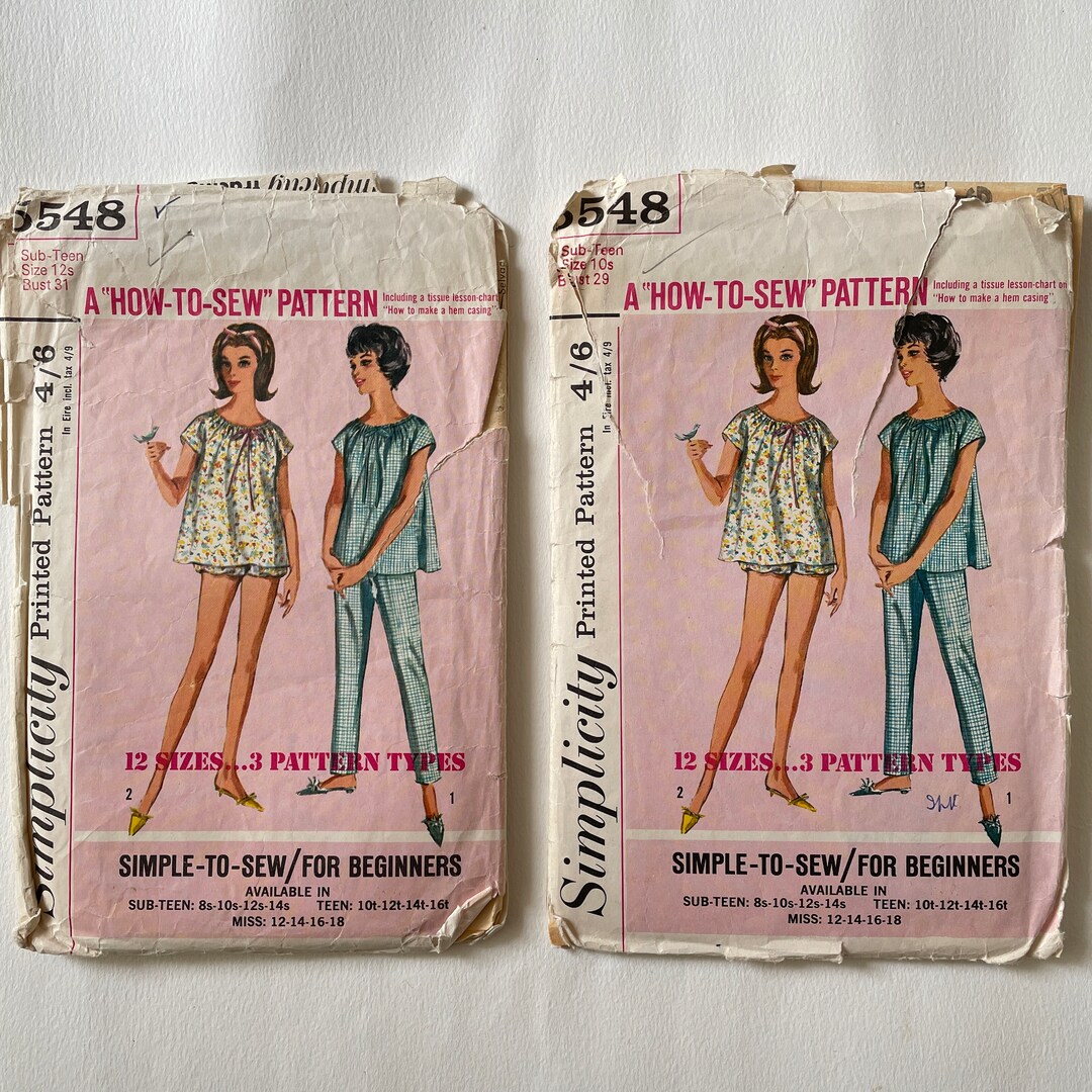 1964 Vintage Pyjama Sewing Pattern: Simplicity Sub-teen Sizes - Etsy UK