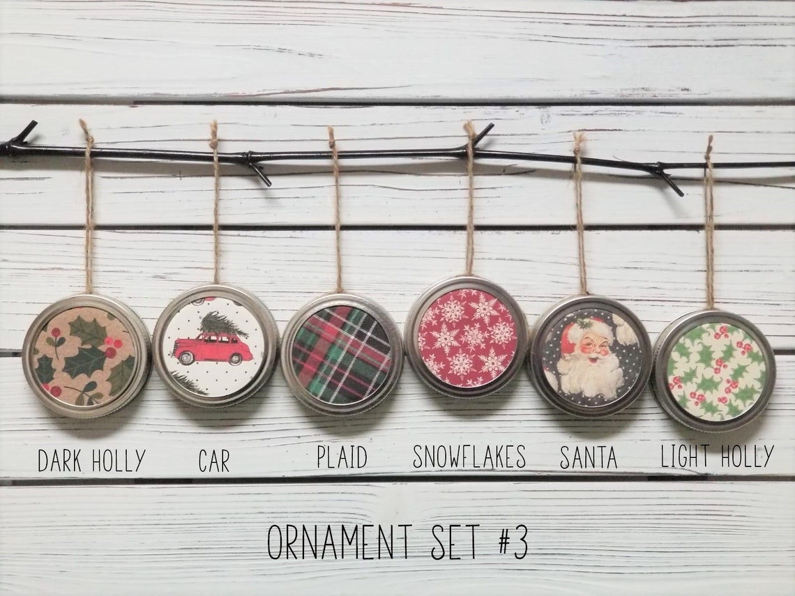 Mason Jar Lid Ornaments Christmas Ornaments Rustic - Etsy