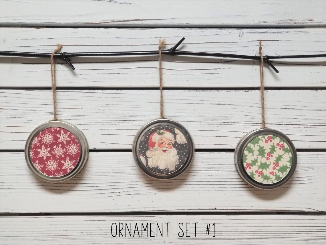 Mason Jar Lid Ornaments Christmas Ornaments Rustic - Etsy