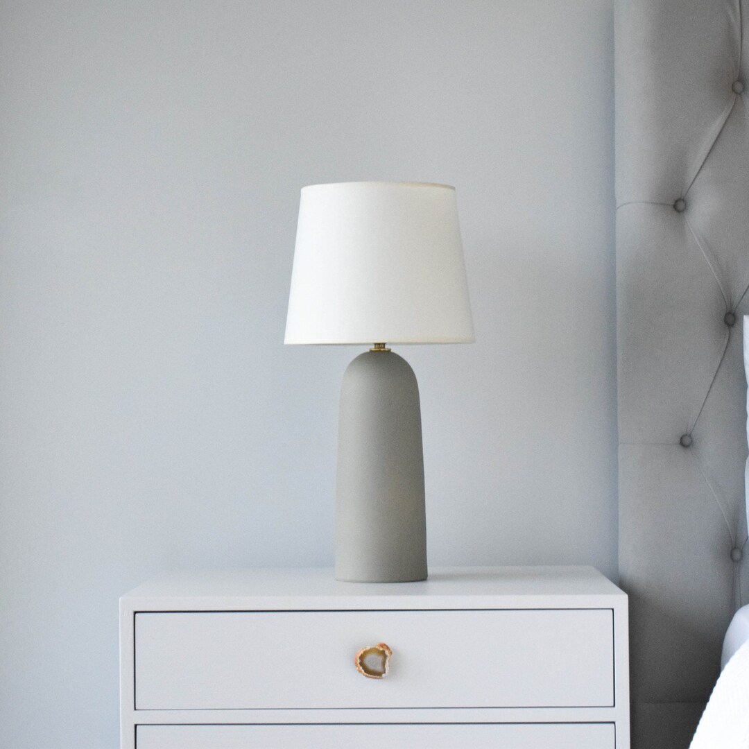 Handmade Tall Ceramic Table Lamp Olive Green - Etsy