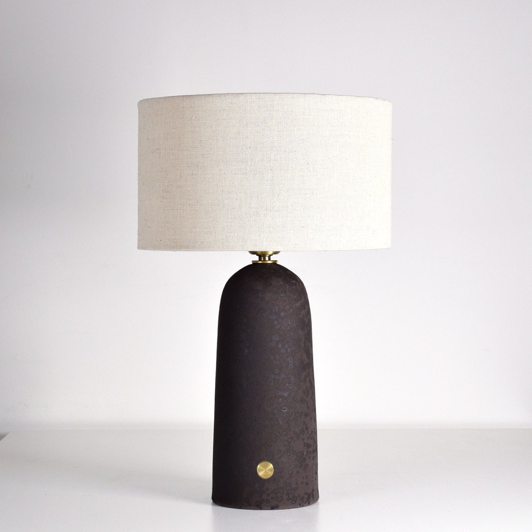 Dimmable Handmade Tall Ceramic Table Lamp Glazed Dark Matte Texture ...