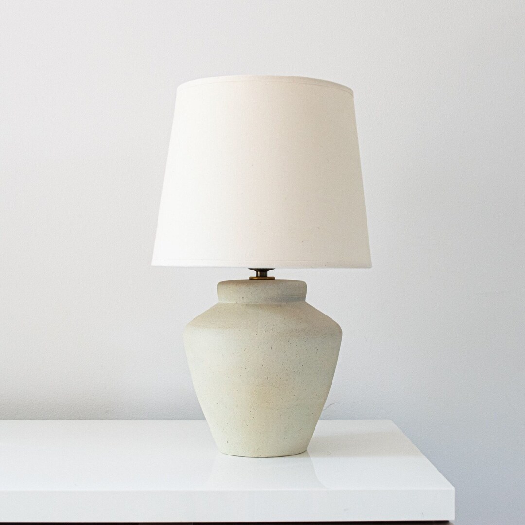 Handmade Round Ceramic Table Lamp - Etsy
