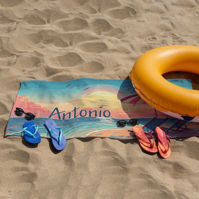 Personalized NEW Sunset Design Beach Towel With Name, Custom Beach ...