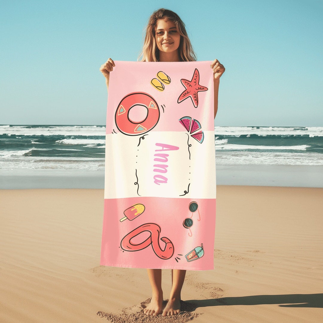Personalized NEW Beach Party Design Beach Towel With Name, Custom Beach ...