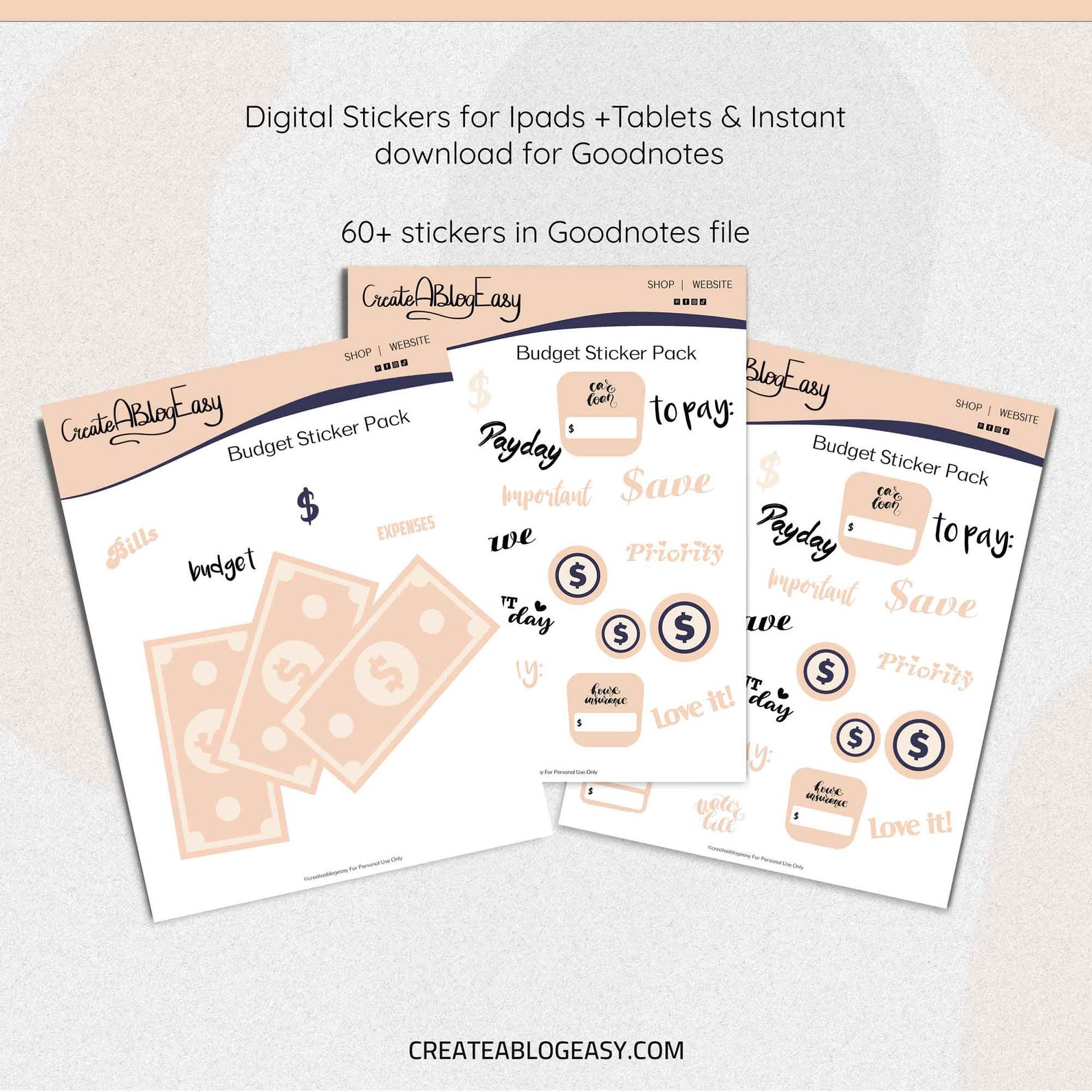 Goodnotes Stickers | Budget Stickers | Budgeting Stickers | Digital ...