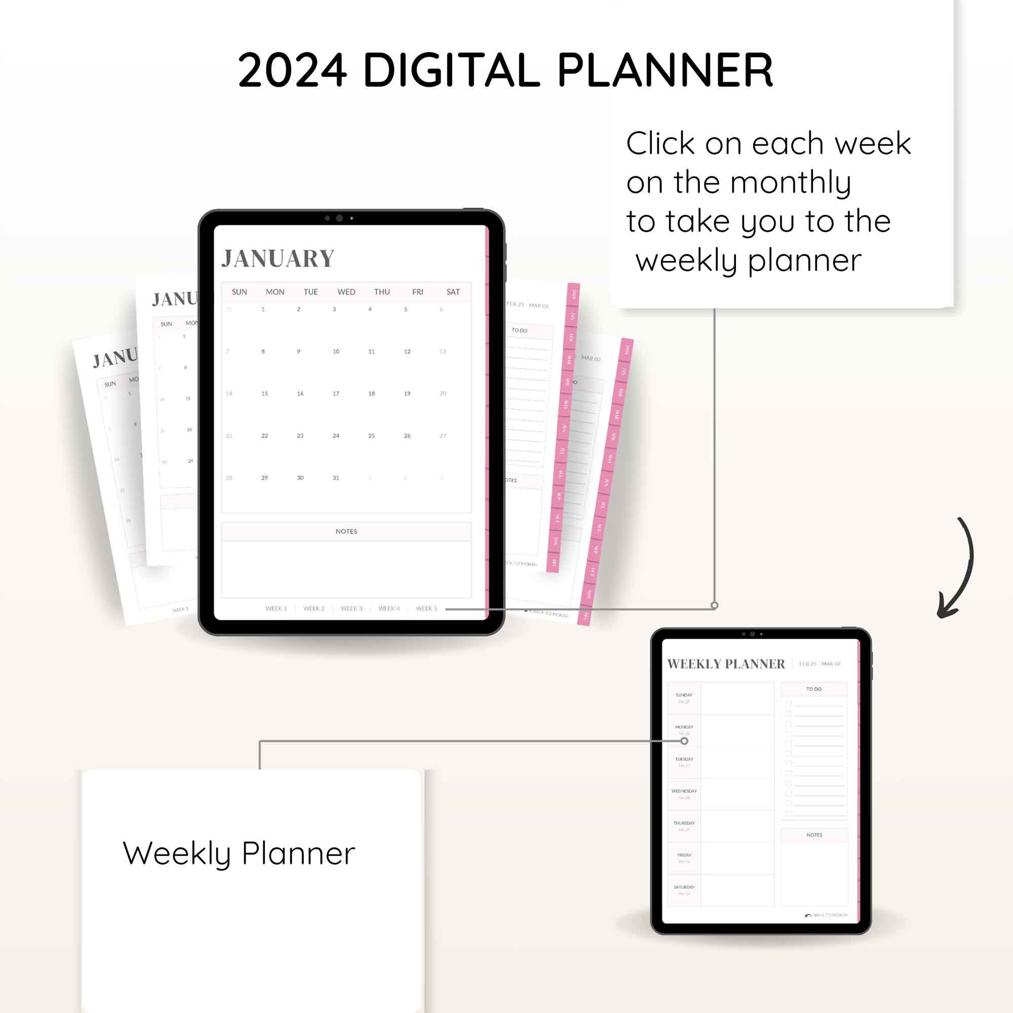 2024 Digital Planner | 2024 Portrait Planner | 2024 Planner | Dated ...