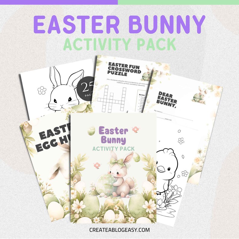 Easter Bunny Activity Pack Printable | 25 Coloring Pages + Egg Hunt ...