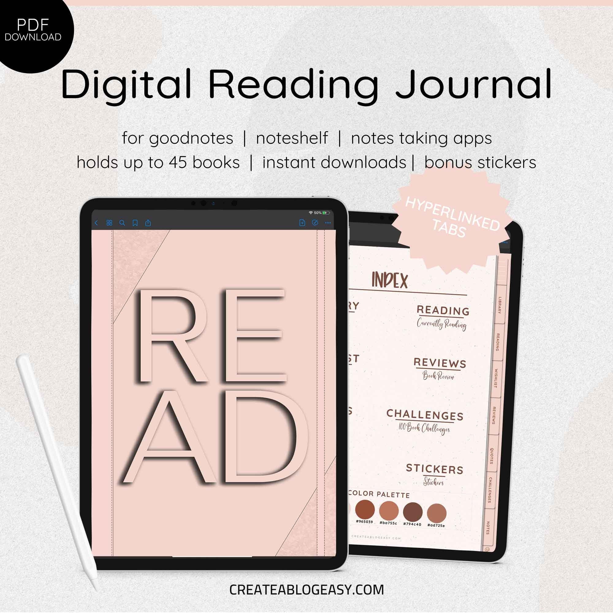Reading Journal Digital Reading Journal Book Tracker Reading Tracker ...