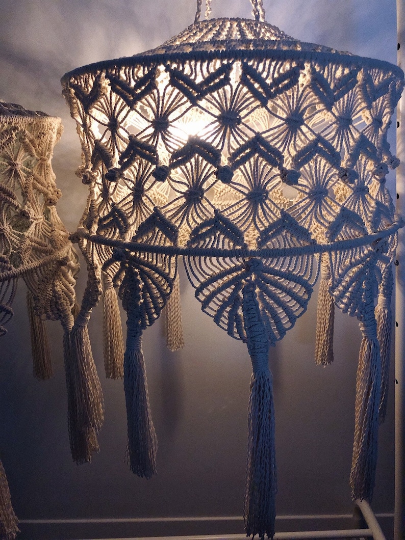 L Macrame Boho Chandelier Shade Lamp Wedding - Etsy