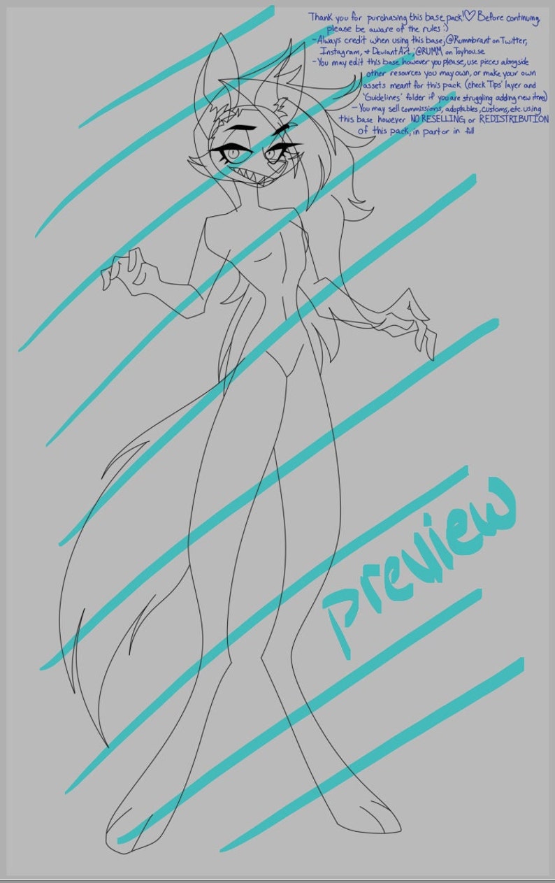 Helluva Boss and Hazbin Hotel Hellhound Demon Base Pack for Adoptable Makers | Commission ...