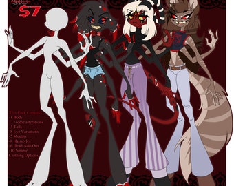 Helluva Boss And Hazbin Hotel Hellhound Demon Base Pack For Adoptable