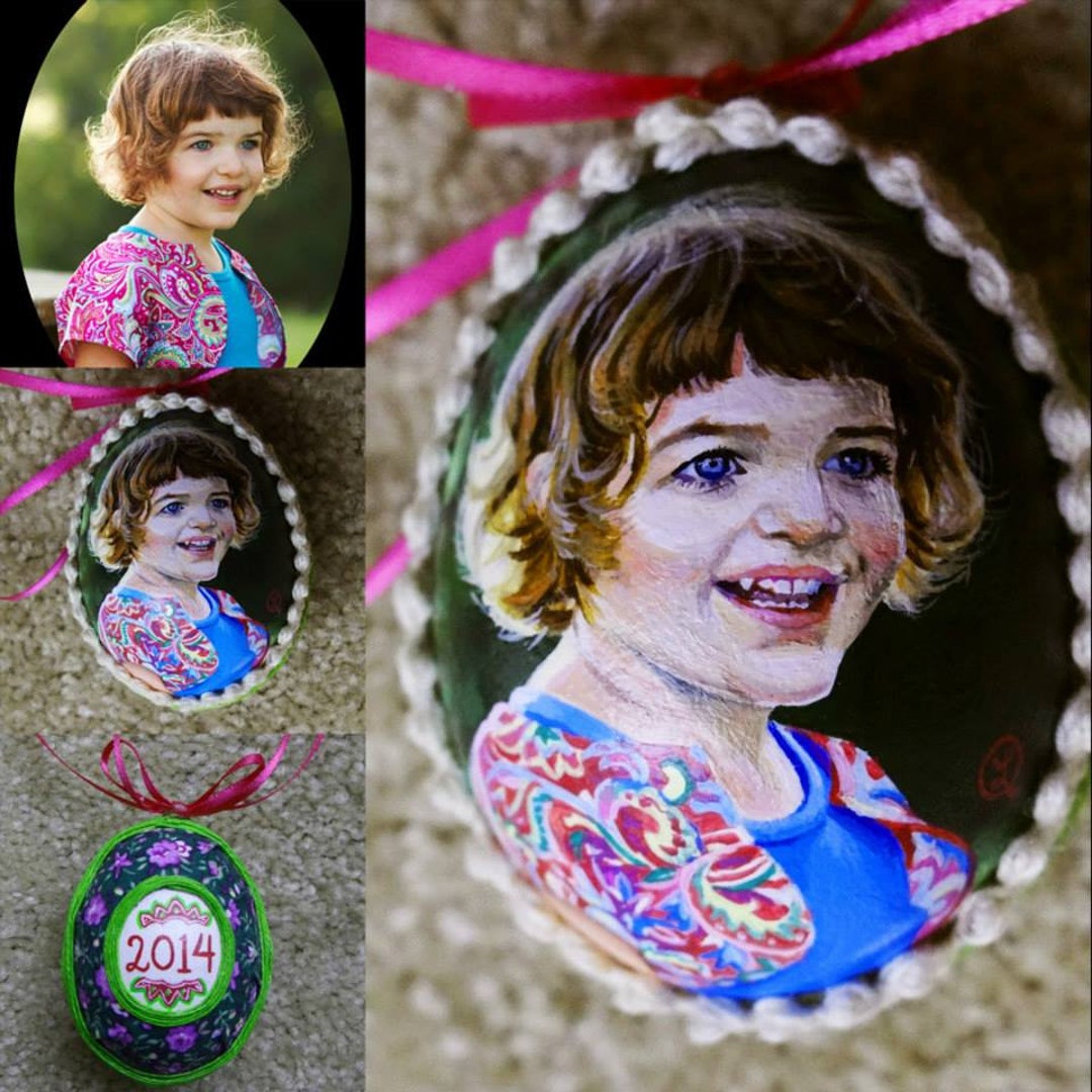 Hand Painted Portrait Egg Ornament - Etsy