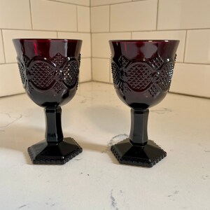 Set of 2 -vintage Avon Cape Cod Ruby Red -goblets Embossed Design ...