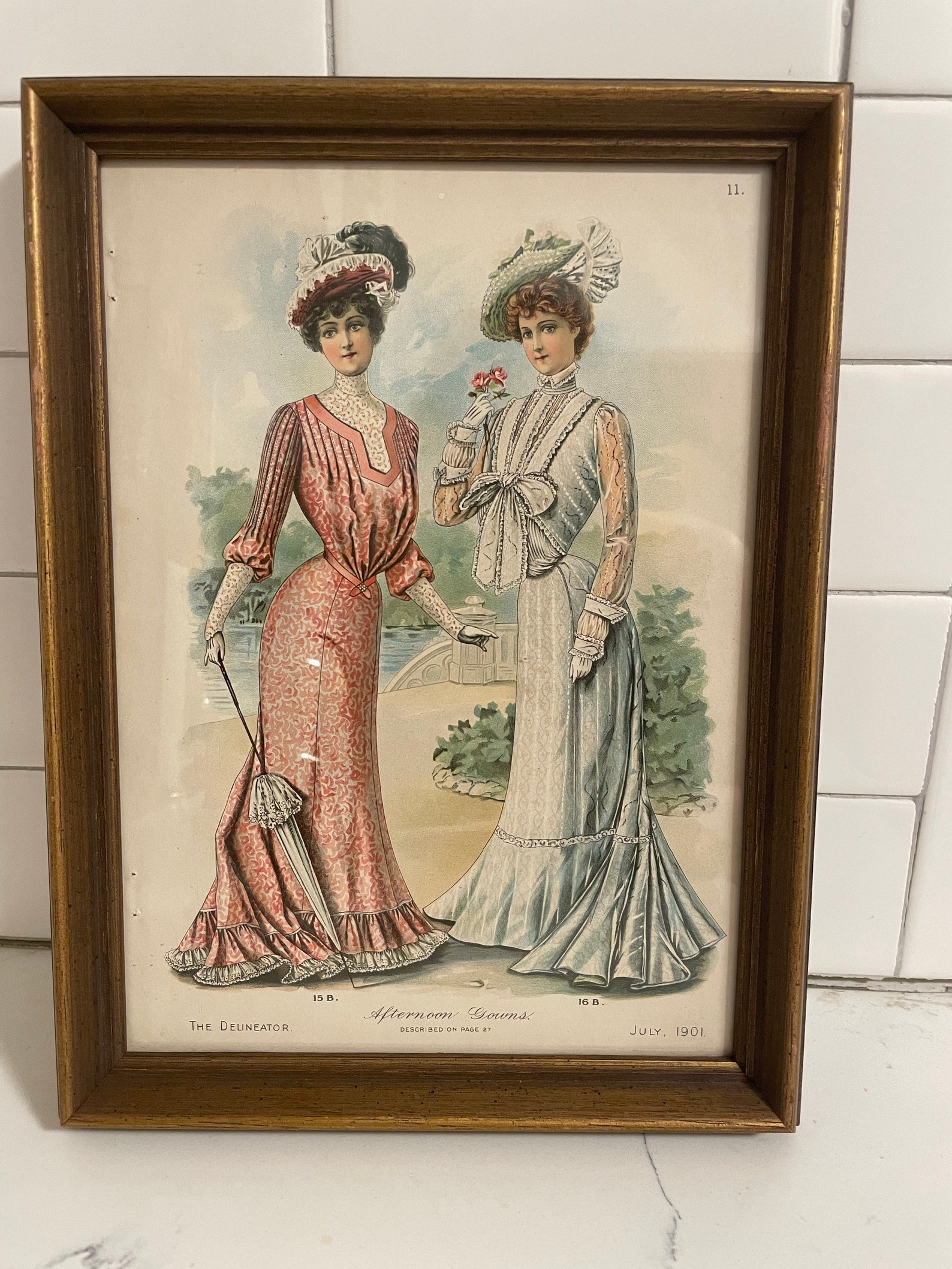 Vintage Delineator Magazine Models Page Framed- Fashion Era-pastel ...