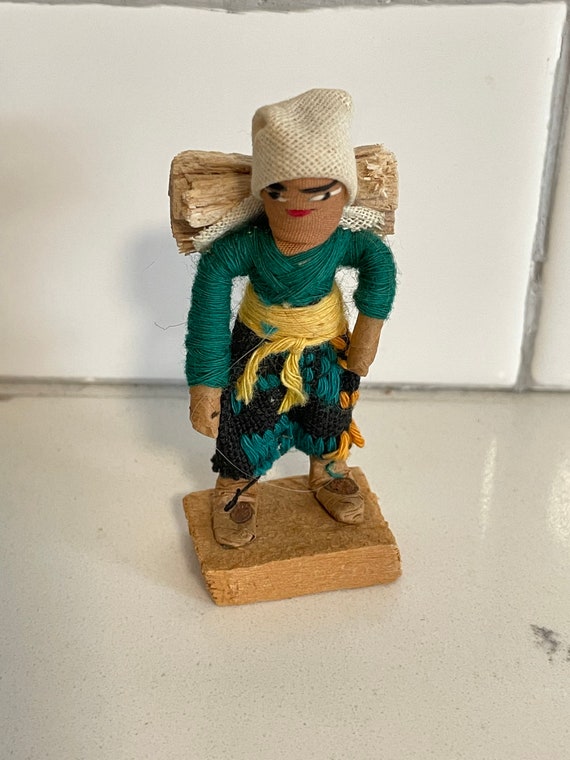 Vintage Male Doll With Hay on His Back-on Wood Stand-3 Tall - Etsy
