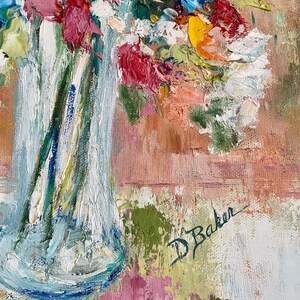 D.baker-flowers in Vase-oil Textured Canvas Painting-signed by Artist ...
