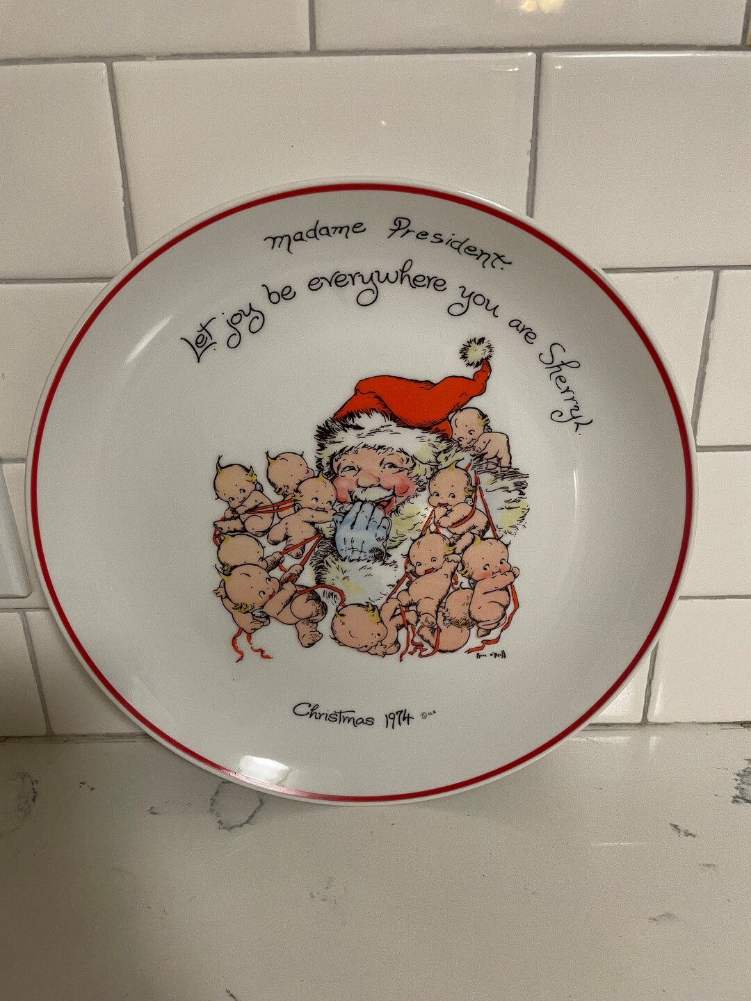 VTG 1973 KEWPIE Santa Christmas Commemorative Edition Plate Dish ...