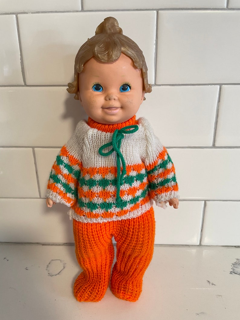 Vintage 1971 Tiny Baby Tender Love Mattel 12” Doll Molded Hair Mexico ...