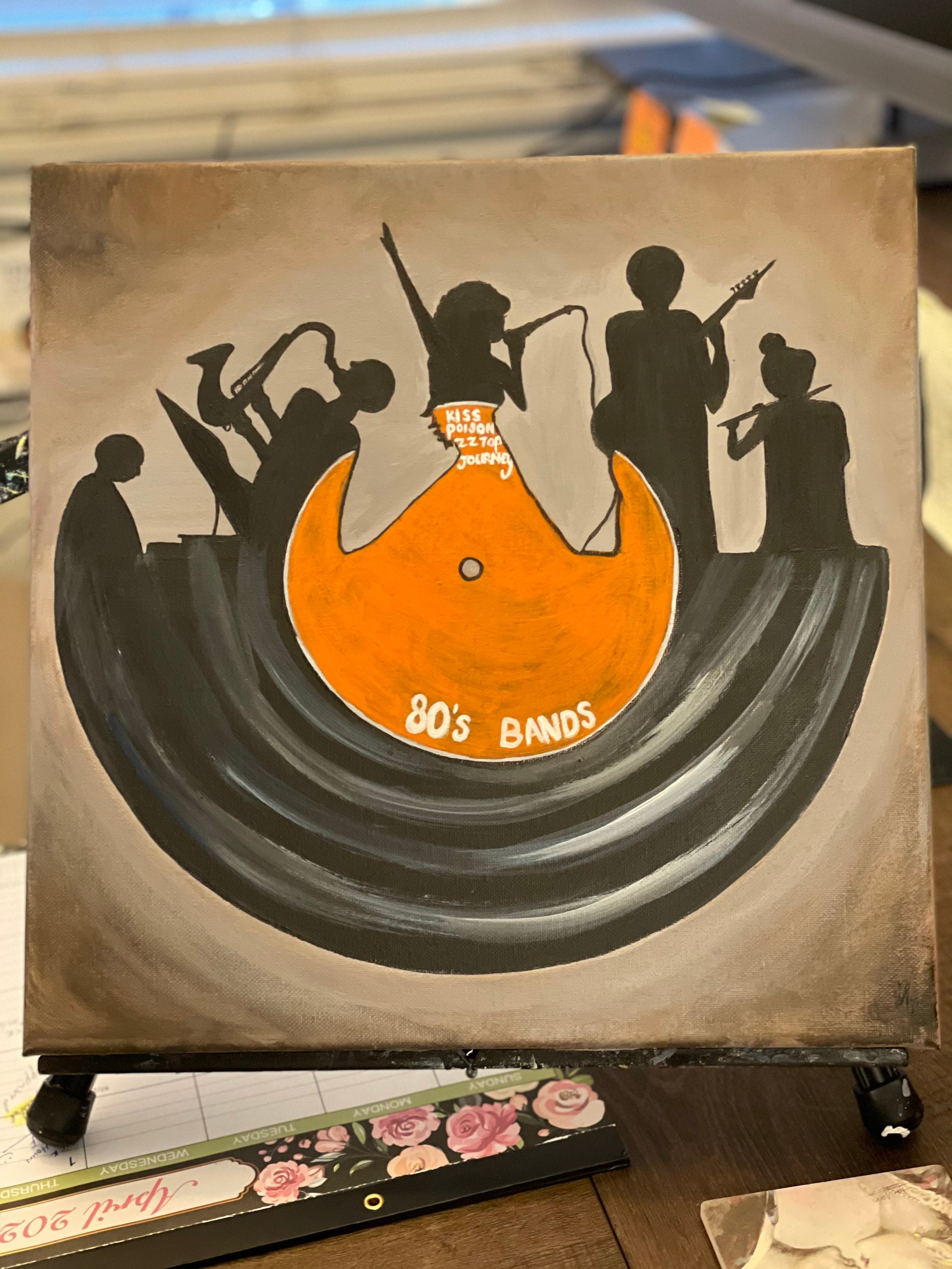 80s band-Vinyl record-acrylic painting-Music lover-Wall Art | Etsy