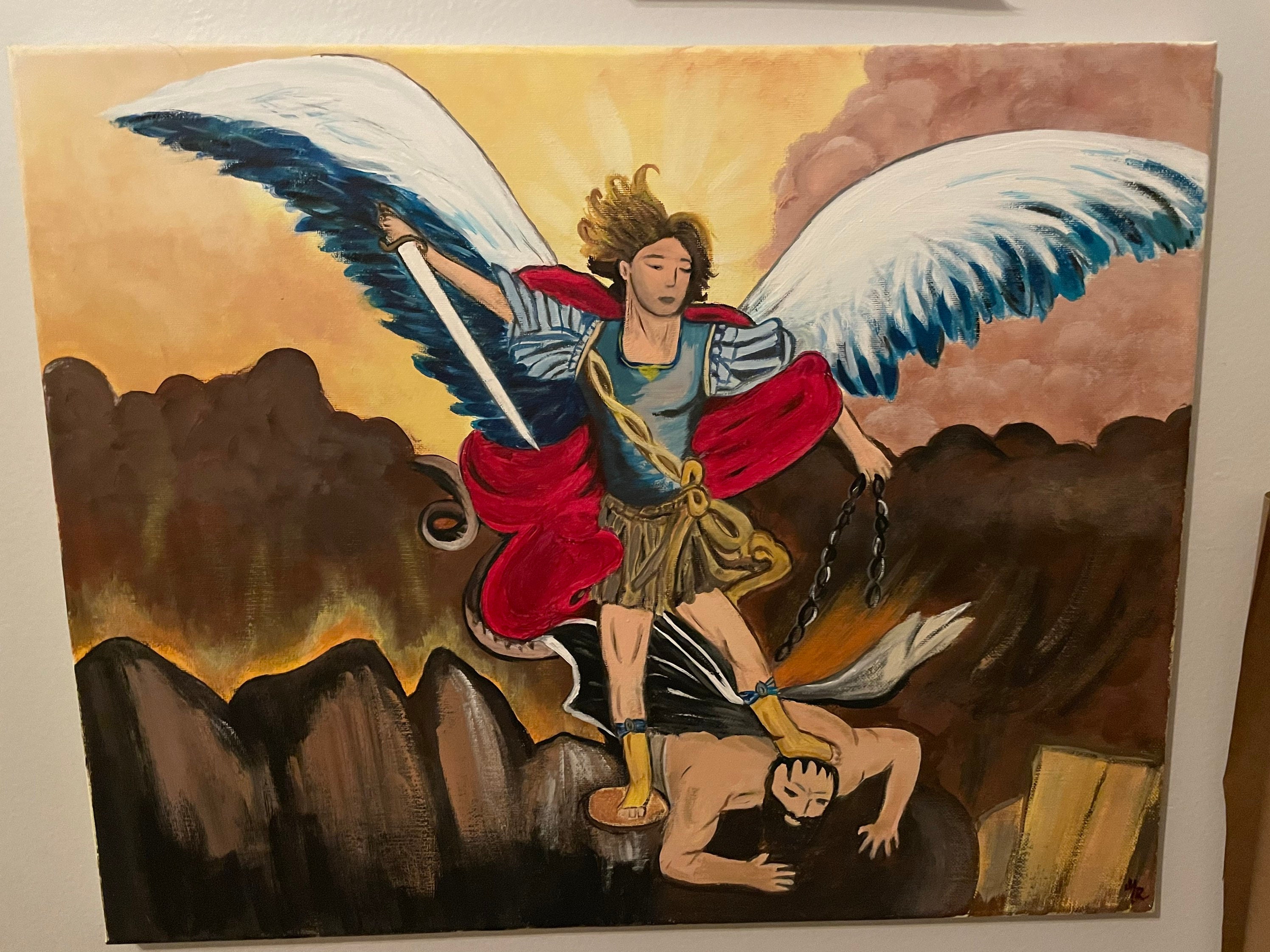 Angel Killing Demon Painting
