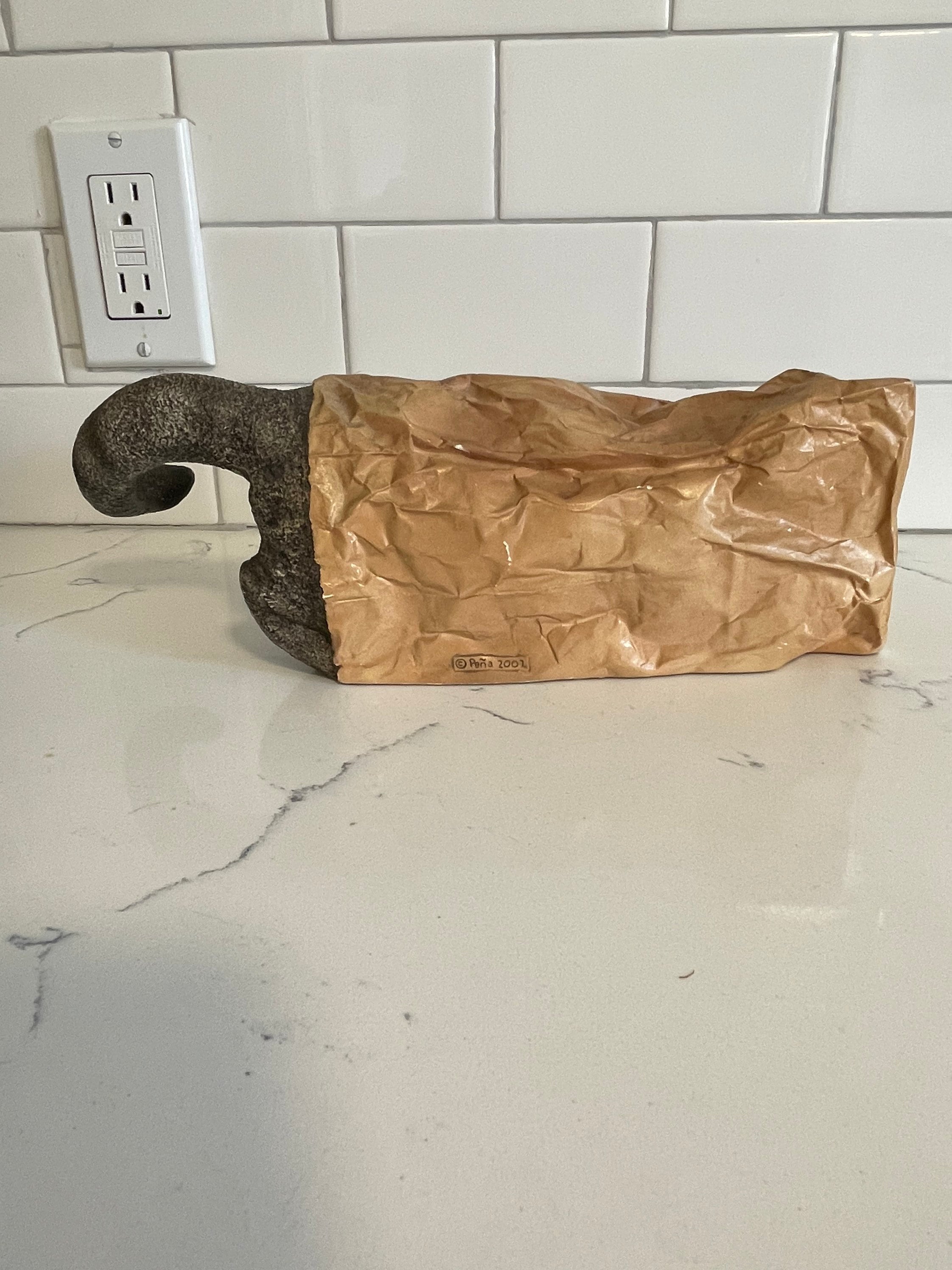 Windstone Editions paper Tiger Cat in a Bag Sculpture By: | Etsy