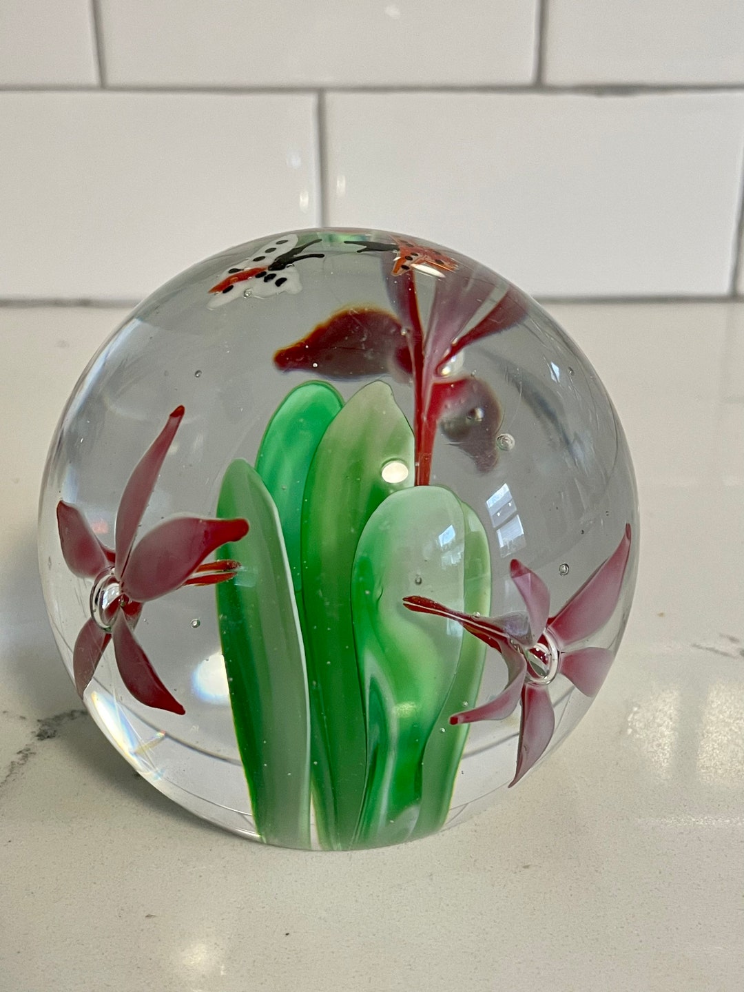 Vintage Avita Hand Crafted Crystal Collection Flowers & Butterflies ...