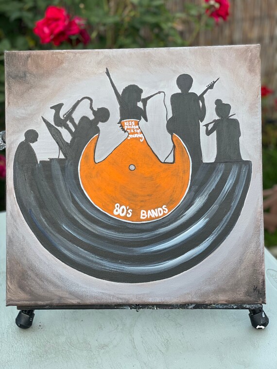 80s band-Vinyl record-acrylic painting-Music lover-Wall Art | Etsy