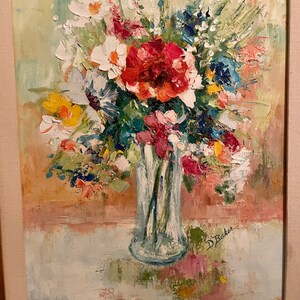 D.baker-flowers in Vase-oil Textured Canvas Painting-signed by Artist ...