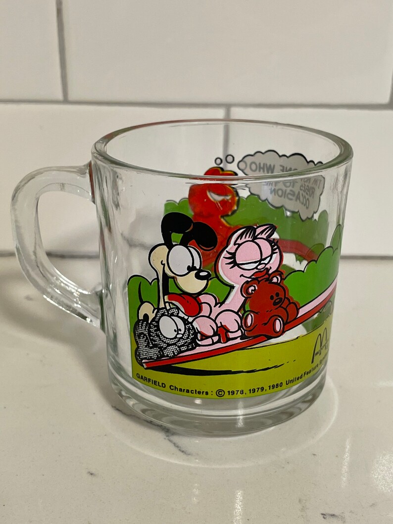 Garfield Glass Cup Mcdonalds Promo Mug 1980 Arlene Odie Nermal - Etsy