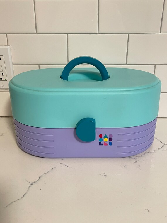 vintage teal caboodle plastic - Gem