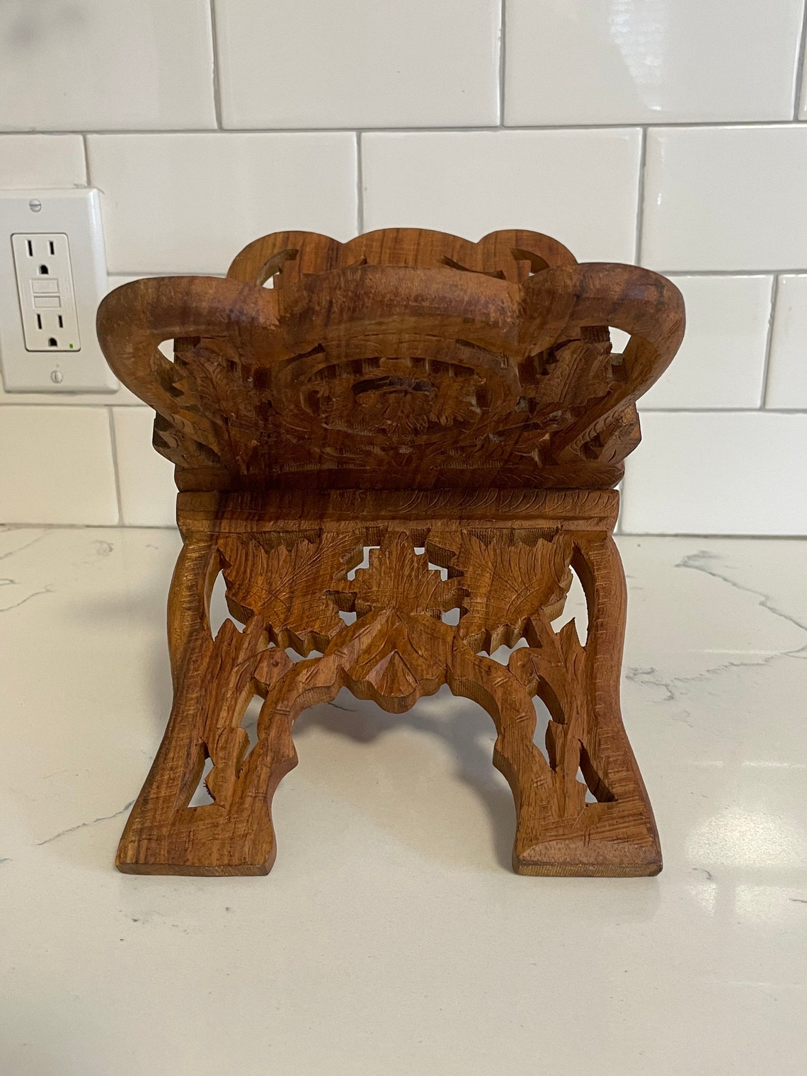 Vintage Bible Book Holder Foldable Book Stand Carved Wooden - Etsy